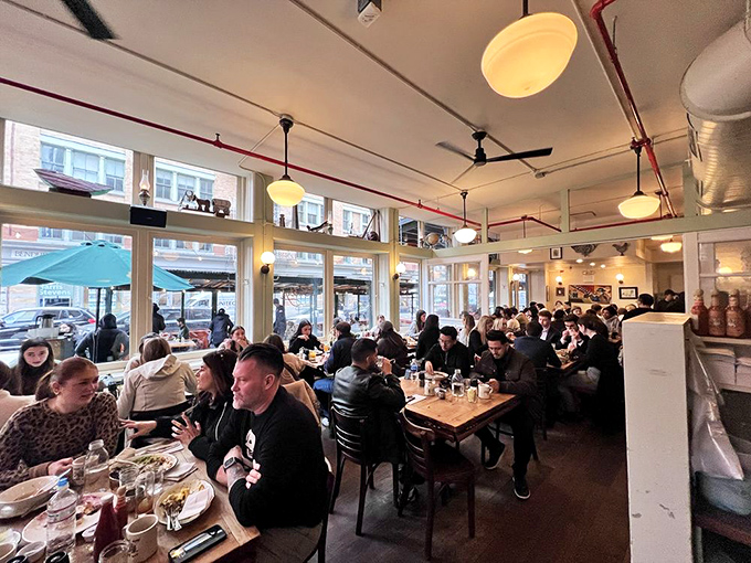 Weekend brunch at Bubby's: where strangers become temporary neighbors united by the universal language of "pass the maple syrup, please."