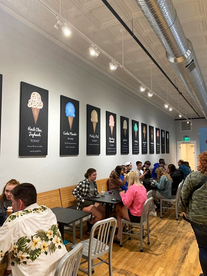 The happiest waiting room on earth. Even with a full house, everyone's smiling—ice cream has that effect on people.