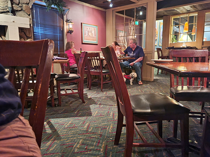 The dining room hums with the universal language of "mmm" as patrons engage in the serious business of steak appreciation.