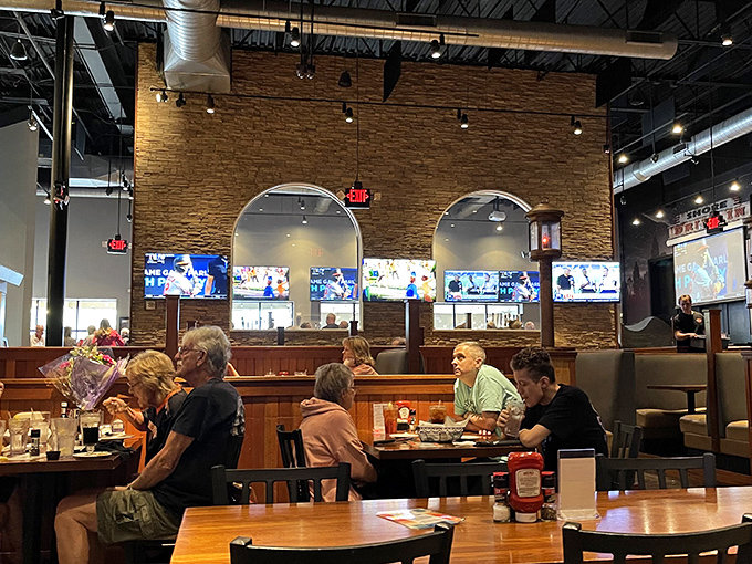 The dining room buzzes with the sound of happiness&mdash;or maybe that's just people moaning over their steaks.