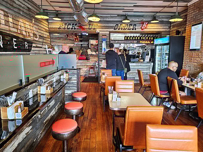 The counter-service setup feels like breakfast theater, where wooden accents and industrial touches create the perfect stage for morning magic to unfold.