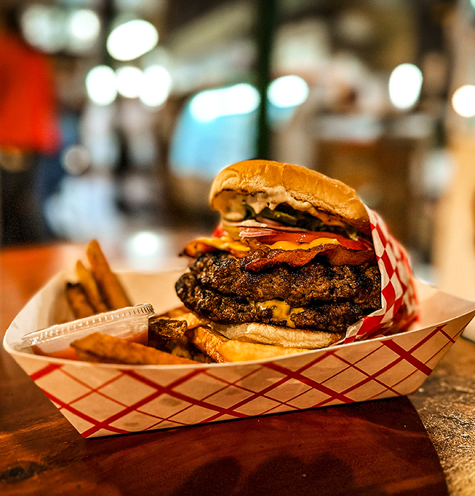 This burger doesn't need a fancy name &ndash; it's a towering testament to beef, bacon, and the healing power of melted cheese.