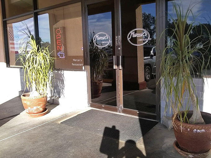 Potted plants flank the entrance like friendly sentinels, welcoming you to a place where "restaurant" and "home" share more than a few qualities.