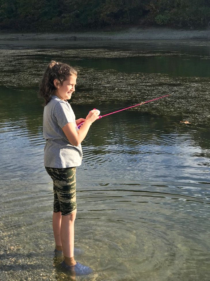 Kayaking paradise found: crystal clear waters and a bright green vessel ready to transport you away from inbox notifications. 