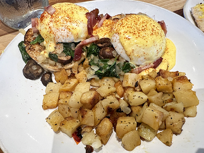Benedict that would make the Pope jealous. Those perfectly poached eggs with hollandaise are basically breakfast royalty holding court.