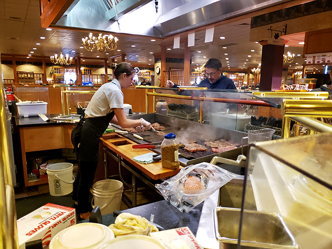 Where the magic happens! Chefs transform simple ingredients into memories on a sizzling grill&mdash;dinner and a show. 