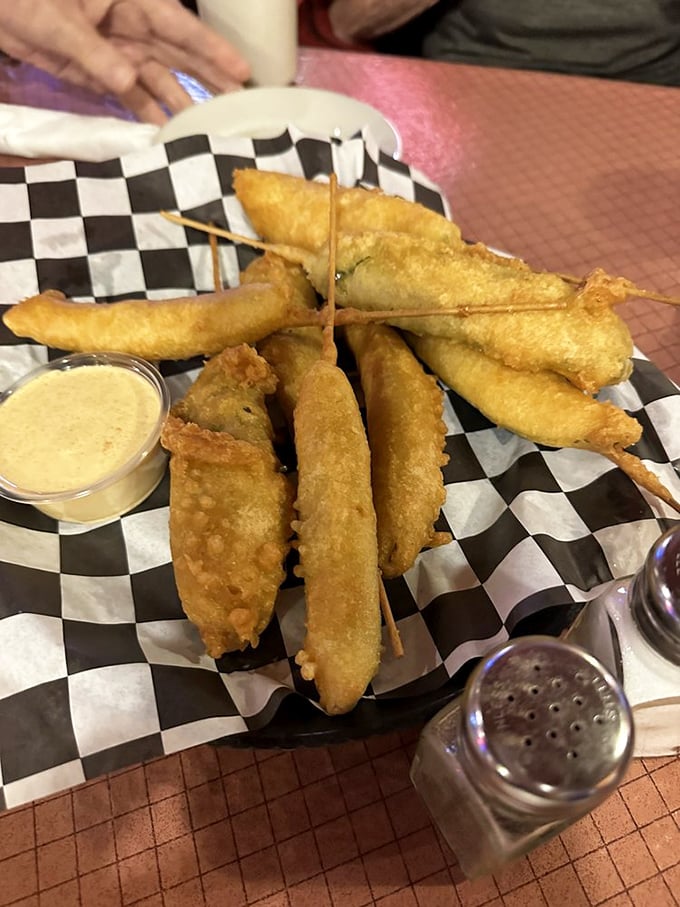 These aren't just fried pickles&mdash;they're crunchy vessels delivering tangy goodness straight to your happiness receptors.