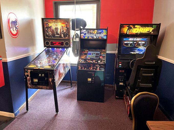 While waiting for your Chicago dog, challenge your friends to a game. Nothing builds an appetite like a little friendly pinball competition.