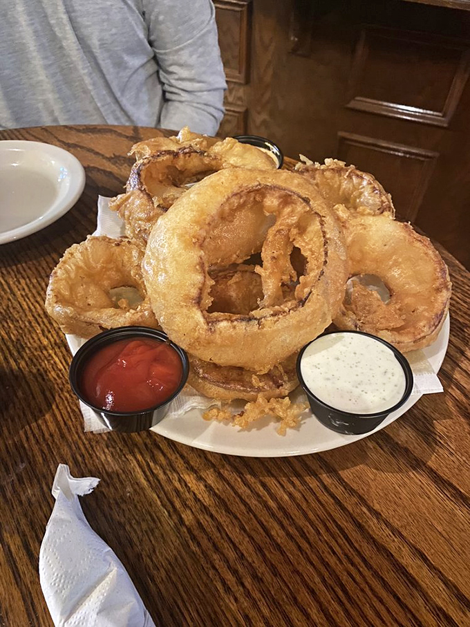 Onion rings the size of life preservers &ndash; crispy, golden hoops of joy that make you wonder why you'd ever settle for the skinny kind.