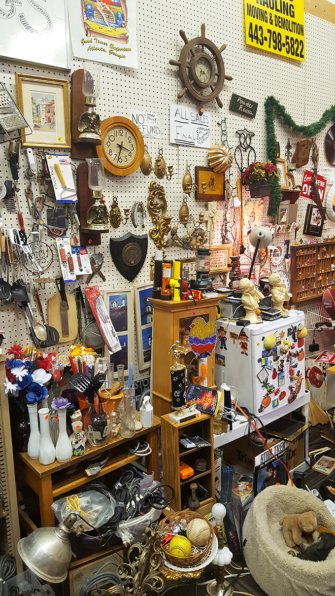 This pegboard wall of nautical treasures and timekeeping devices feels like raiding your eccentric sea captain uncle's attic&mdash;in the best possible way.