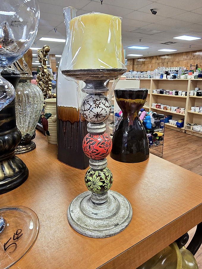 Lamps with personality line the shelves, each one waiting to illuminate someone's reading nook with vintage charm.