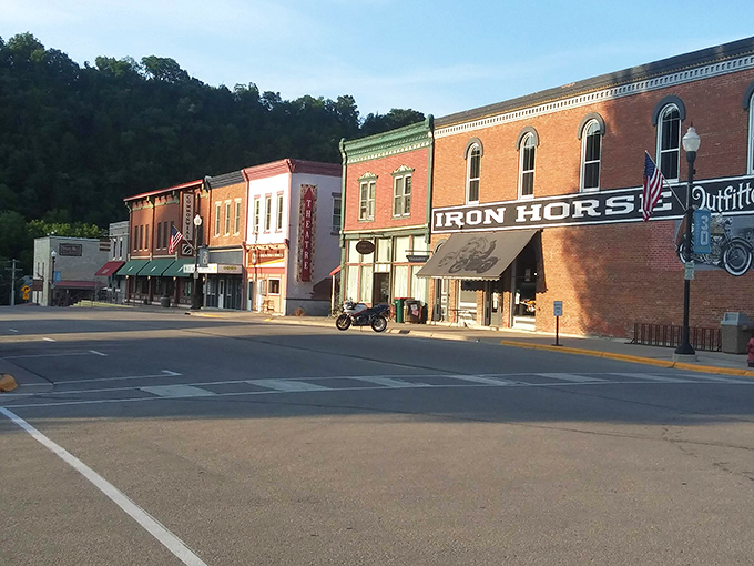 Iron Horse Outfitters anchors a street that hasn't changed its mind about charm in over a century. Main Street, USA without the corporate makeover.