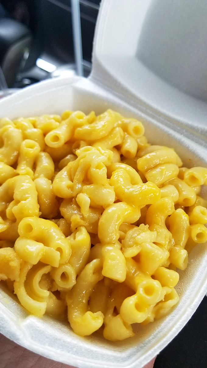 Mac and cheese so gloriously yellow and creamy it should be considered a mood-enhancing substance. Comfort food in its purest form. 