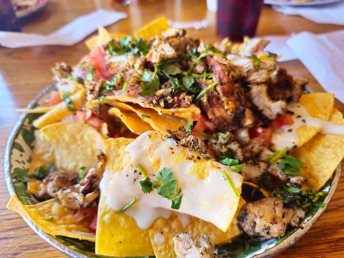 These nachos aren't just topped&mdash;they're smothered with a generosity that suggests the kitchen knows exactly what you're craving.