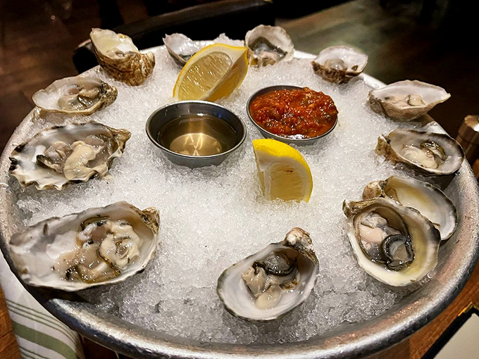 These oysters, nestled in ice and served with mignonette and cocktail sauce, taste like the ocean decided to send its very best representatives.