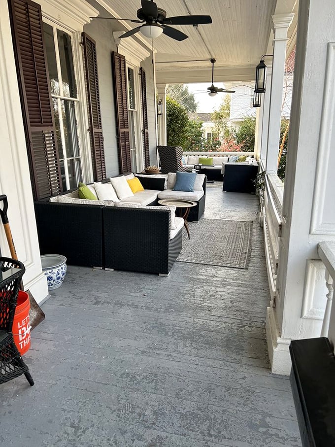 The wrap-around porch&mdash;arguably Elmwood's crown jewel&mdash;offers the perfect perch for people-watching or enjoying that second (or third) cup of coffee.
