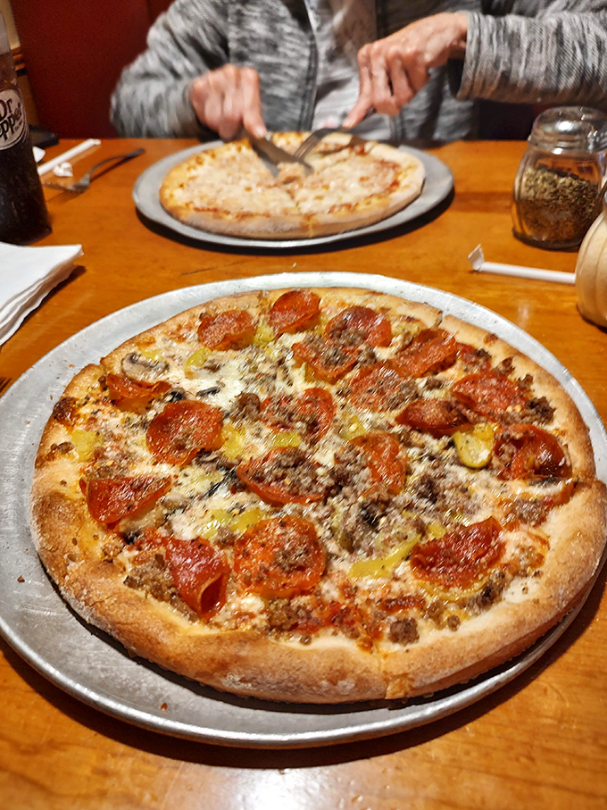 Pizza that makes you question why you ever settled for delivery, with pepperoni that curls into perfect little flavor cups.