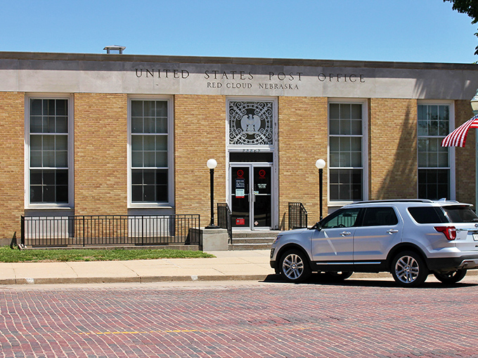 Even the Post Office in Red Cloud has architectural dignity&mdash;mail delivery with a side of mid-century civic pride.