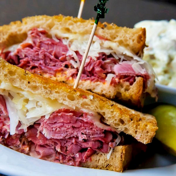 This isn't just a Reuben&mdash;it's a skyscraper of flavor where corned beef, sauerkraut, and Russian dressing live in perfectly stacked harmony.