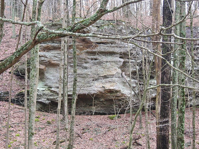 Nature's architecture department showing off again. This natural rock shelter once provided refuge for travelers long before GPS and roadside motels.