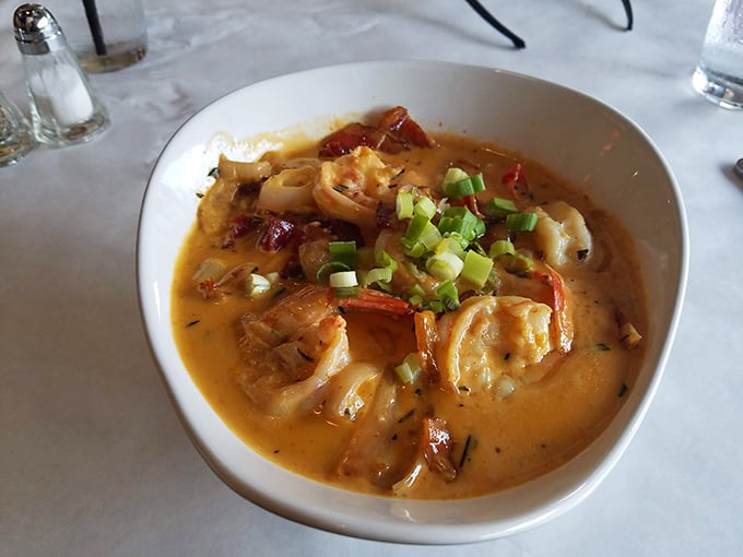 These shrimp and grits deliver Southern comfort with coastal flair &ndash; each bite a creamy, spicy reminder that Virginia does seafood seriously well.