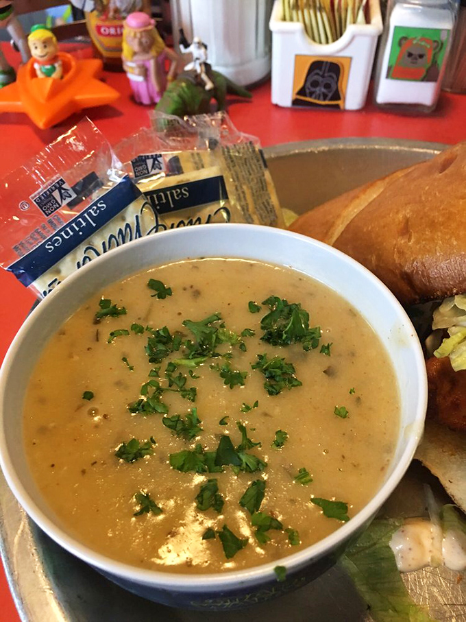 This isn't just soup&mdash;it's a creamy planetary pool of shrimp and tarragon bisque, garnished with fresh herbs and served with crusty bread for dipping.