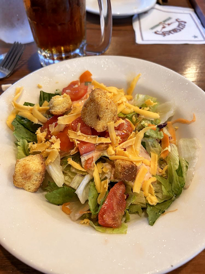 A salad that doesn't apologize for being healthy&mdash;it just brings cheese and croutons to the party to keep things interesting.