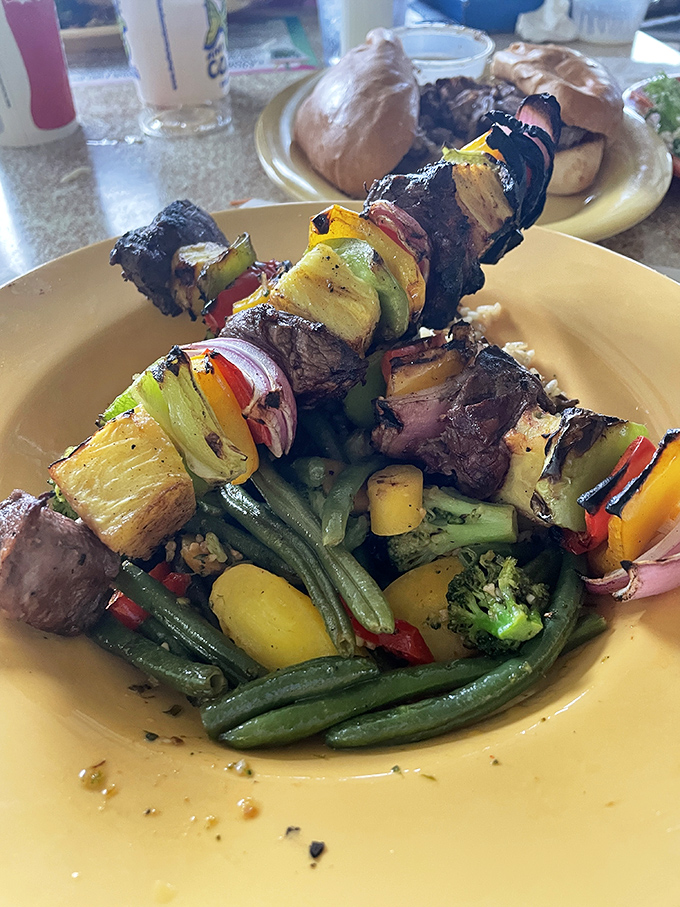 Not just a kebab, but a vertical feast. These skewers of perfectly grilled meat and vegetables prove The Fish and Company isn't just about seafood. 