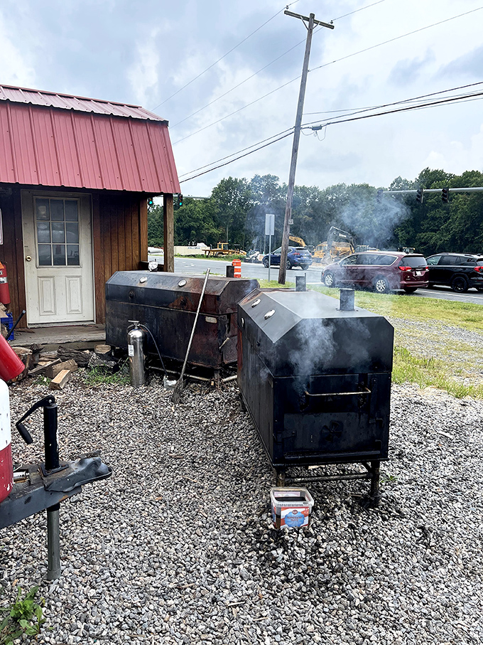 The source of the magic: these smokers work 'round the clock like faithful sentinels, transforming ordinary meat into extraordinary memories.