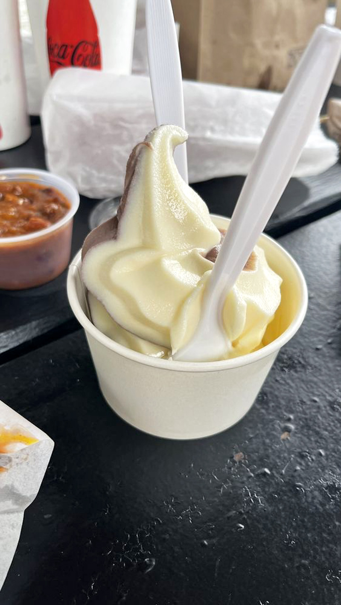 The soft-serve finale&mdash;a swirled masterpiece of vanilla creaminess that cools your palate after the main event.