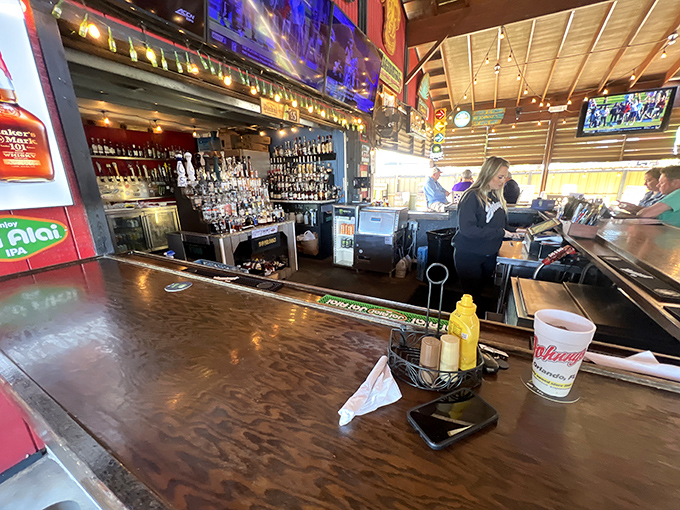 The bar at Johnny's&mdash;where cold drinks and hot sandwiches come together in a beautiful relationship that lasts exactly as long as your meal.