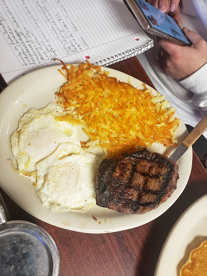The breakfast of champions isn't cereal from a box&mdash;it's eggs with perfect sunny centers alongside a steak with purpose.