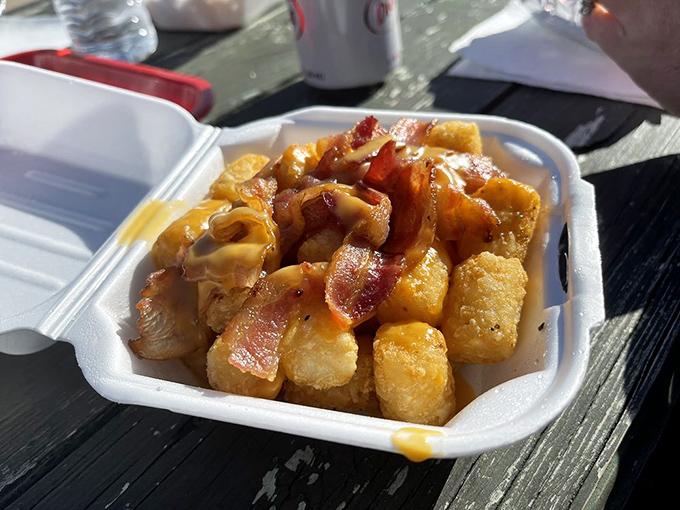 Tater tots crowned with cheese and bacon bits create the royal feast that your inner child and adult self can finally agree upon.