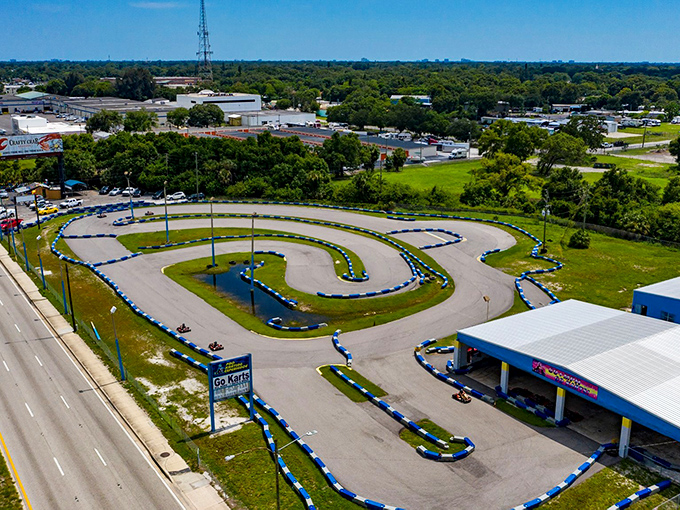 A racetrack oasis in suburban Florida. From this bird's eye view, you can almost hear the engines and smell the rubber.