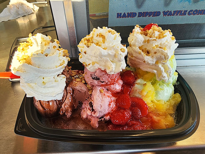 The banana split that launched a thousand diets&mdash;tomorrow. Three distinct ice cream personalities having a party with fruit, making this technically a salad, right?