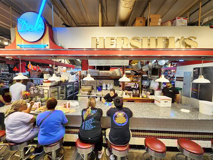 The counter seats offer front-row tickets to the greatest show on earth: sandwich-making at its finest. The red stools practically beckon you to stay awhile.