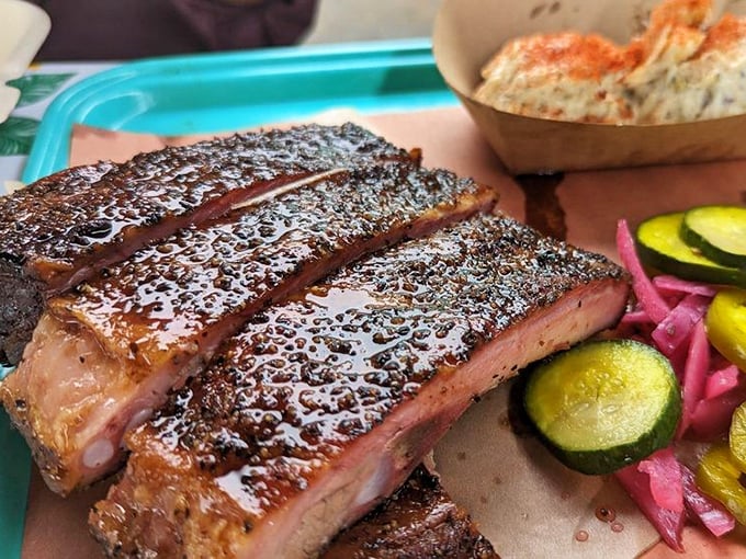 These slices of brisket with their glistening pepper crust might just be the most beautiful thing you'll see all day.