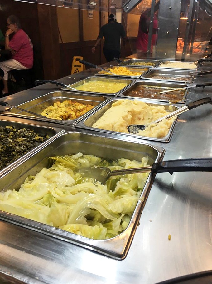 A parade of Southern sides marches down the buffet line &ndash; collards, mashed potatoes, and mac and cheese standing at delicious attention.