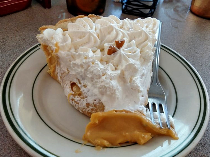 Cream pie with a dollop of what appears to be peanut butter&mdash;proof that sometimes the best relationships are unexpected ones.