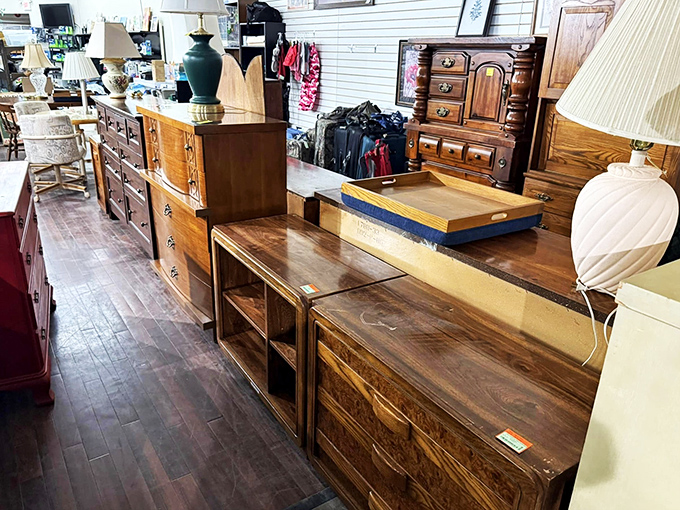 Solid wood furniture with character that whispers "I was built when craftsmanship mattered"&mdash;at prices that will make your wallet sigh with relief.
