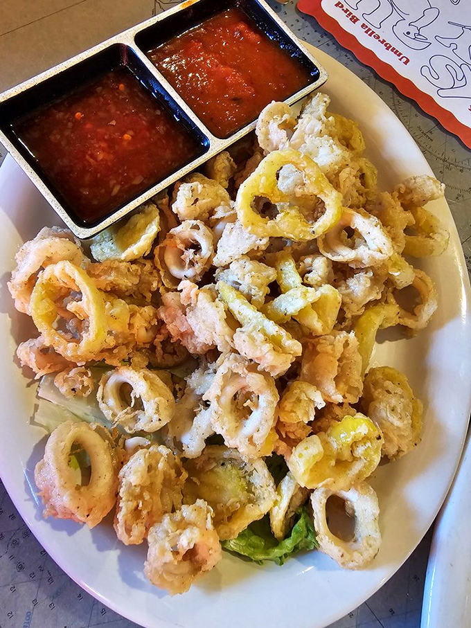 Crispy calamari that shatters with each bite, paired with dipping sauces that make you wonder why you'd ever eat anything else. 