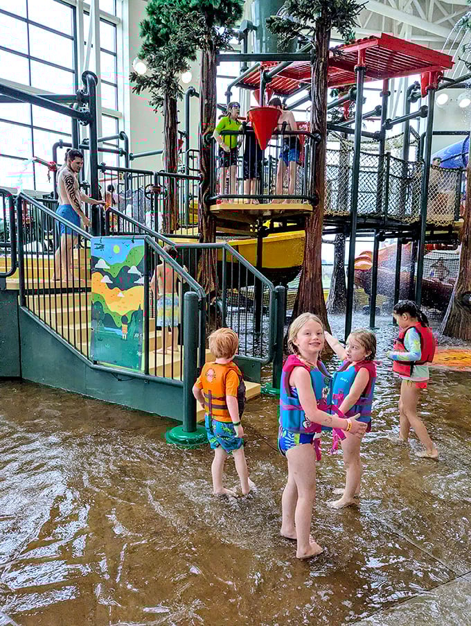 Life vests and smiles: the required uniform at Wings & Waves. Notice how the kids never seem to get cold? That's the magic of perpetual motion.