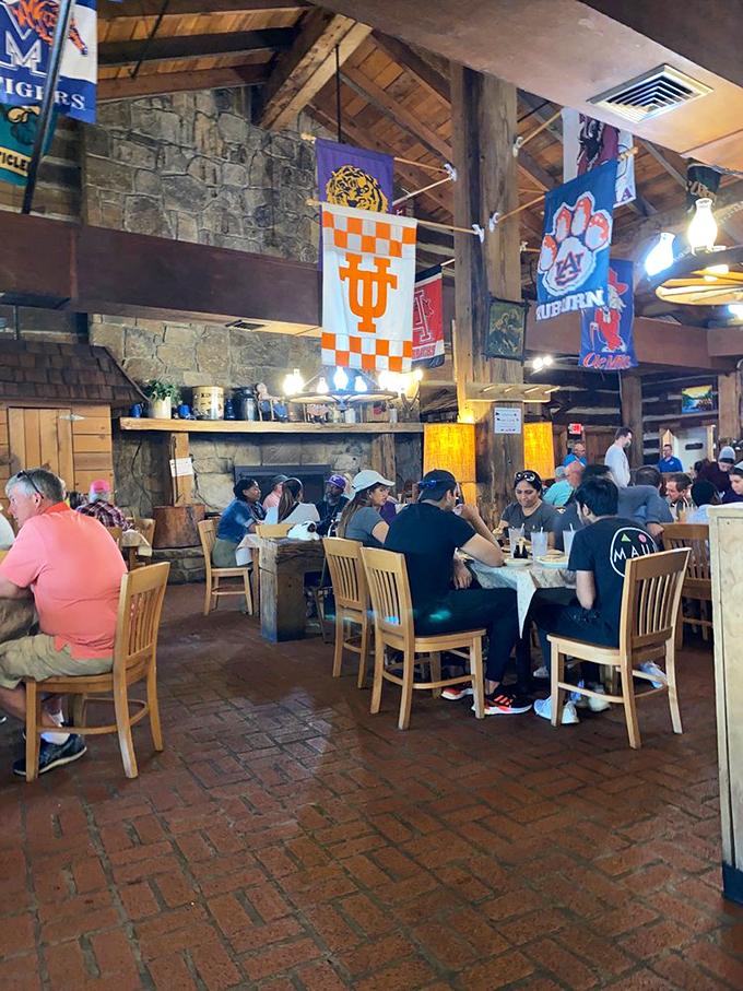 College football rivalries temporarily forgotten as SEC fans unite under the common banner of pancake appreciation.