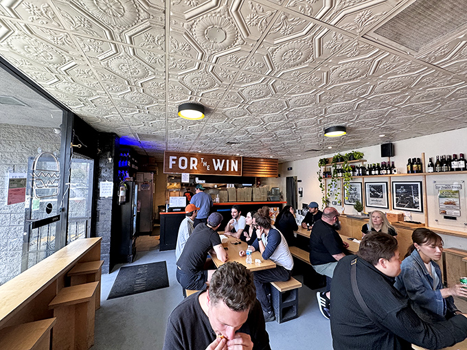 The dining room buzzes with the universal language of burger appreciation&mdash;head-nodding, occasional moans, and the silence of serious eating.
