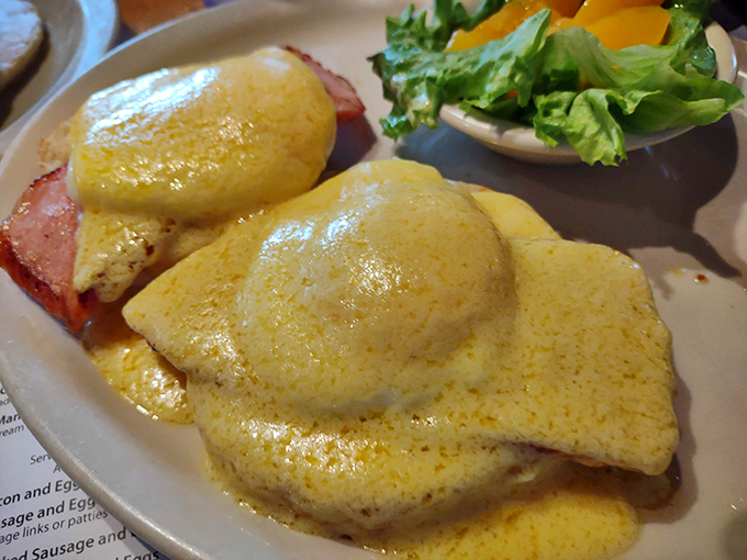 Eggs Benedict that makes you question why you ever attempted to make hollandaise at home. This golden perfection is worth getting dressed for.