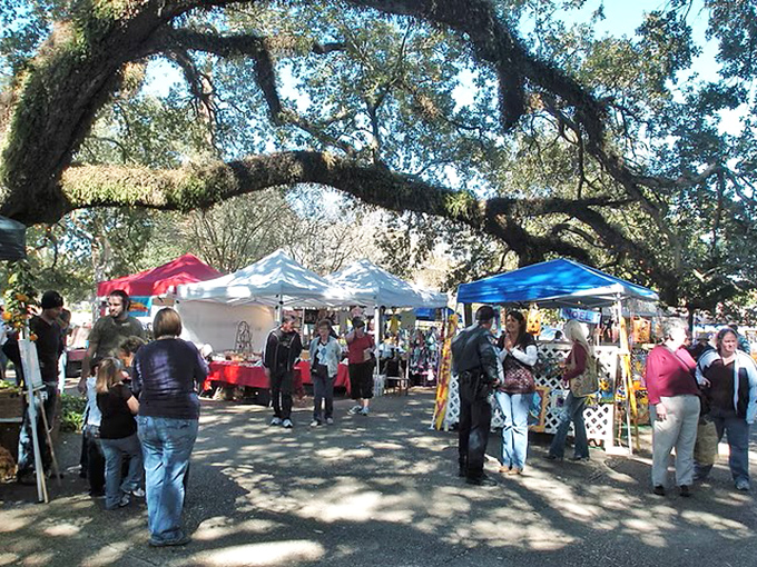 Under ancient oak branches, the farmers market becomes a master class in what real food looked like before it met photoshop.