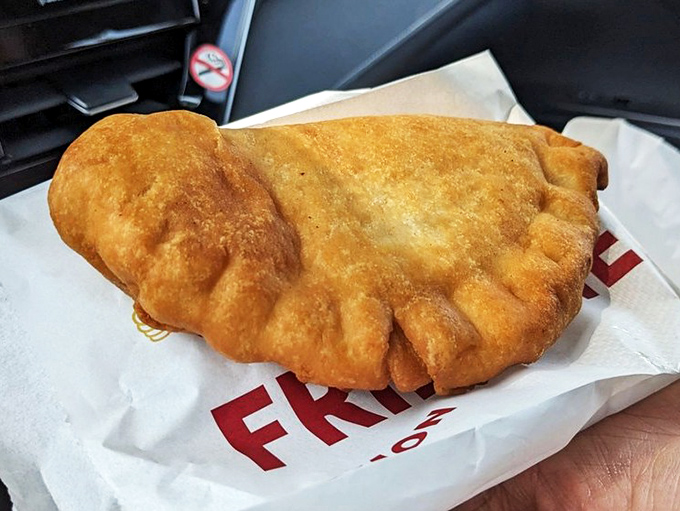 The perfect fried pie in its natural habitat&mdash;your car. Some treasures can't wait for proper plates or even parking spots.