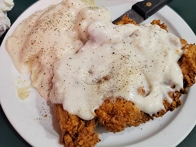 Chicken fried steak swimming in peppery cream gravy &ndash; a dish so quintessentially Oklahoman it should have its own state holiday.