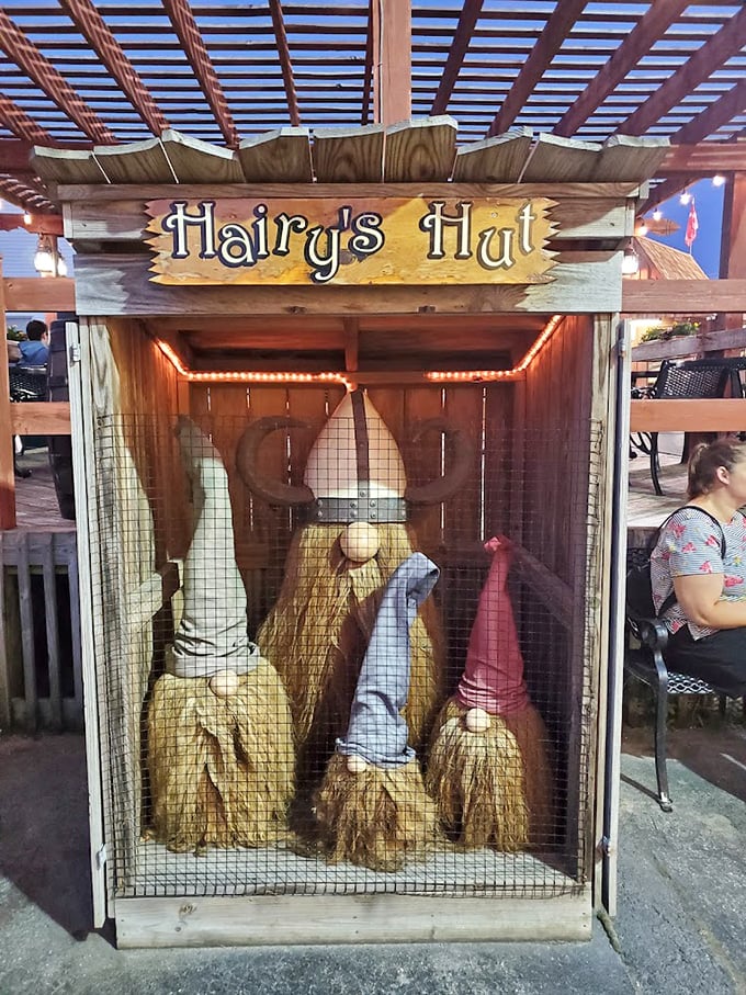 "Hairy's Hut" showcases Viking gnomes with impressive beards that would make any hipster barber in Brooklyn weep with envy.