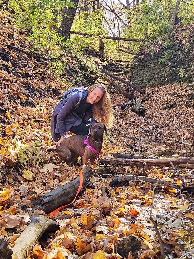 The joy of exploring limestone ravines with your four-legged hiking buddy&mdash;tails wagging and leaves crunching with each adventurous step.